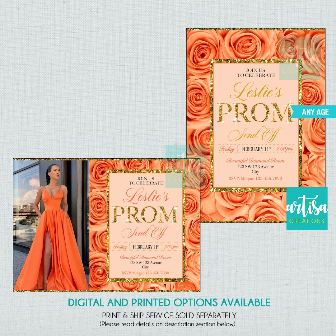 Prom Send off Invitation, Orange Roses Prom Send off Invitation, Orange ...