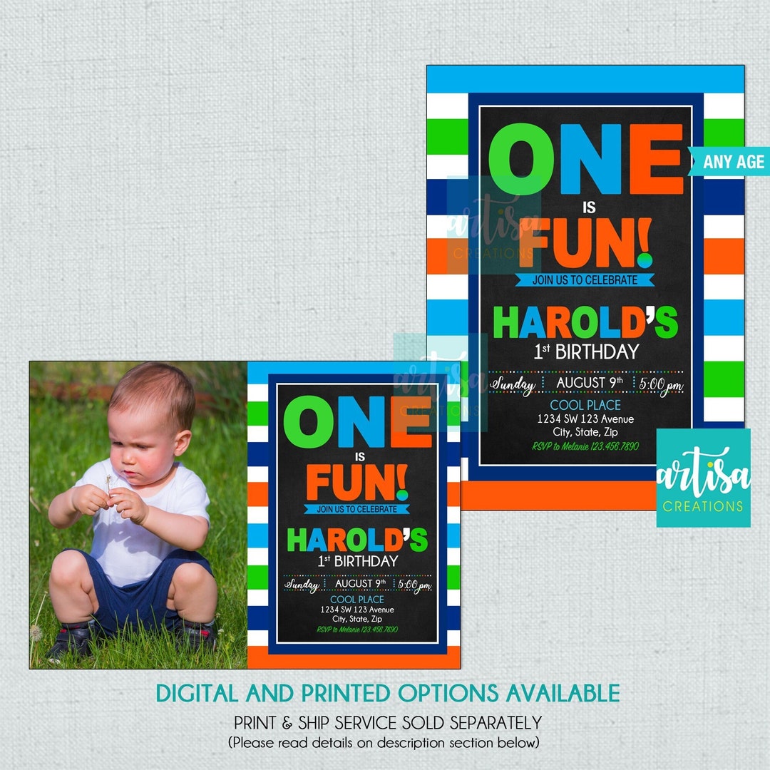 One is Fun Birthday Invitation, One is Fun Invitation, One is Fun ...