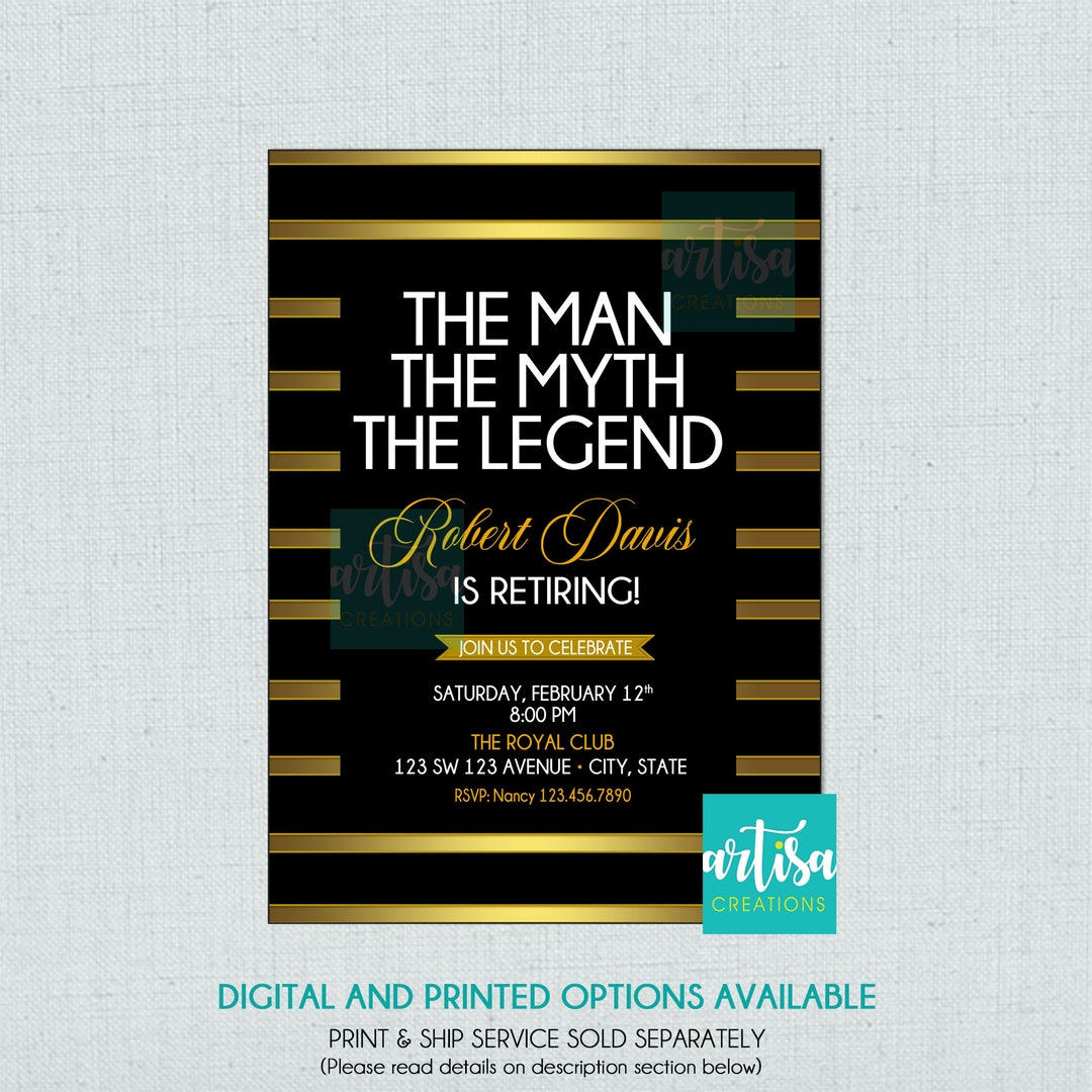 The Man the Myth the Legend Retirement Invitation for Men, Man ...