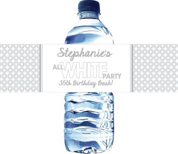 All White Party Water Bottle Label - White Party Water Label - Water ...