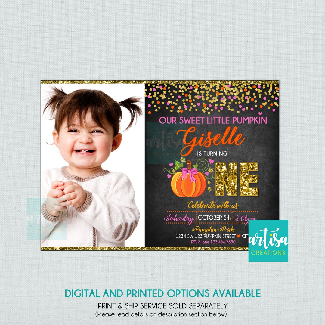 First Birthday Pumpkin Invitation, Little Pumpkin Birthday Invitation ...
