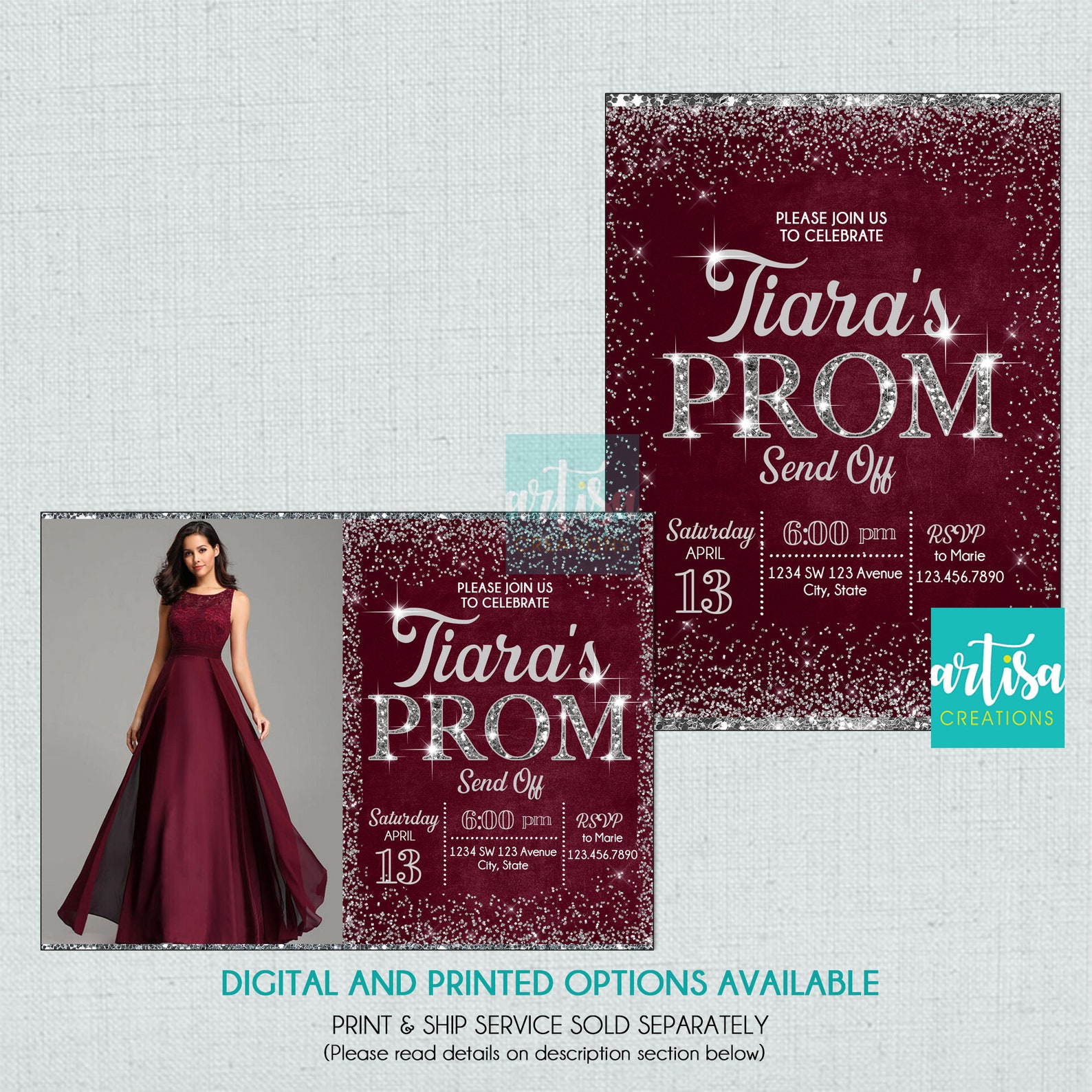 prom-send-off-invitation-burgundy-gold-prom-send-off-etsy-france