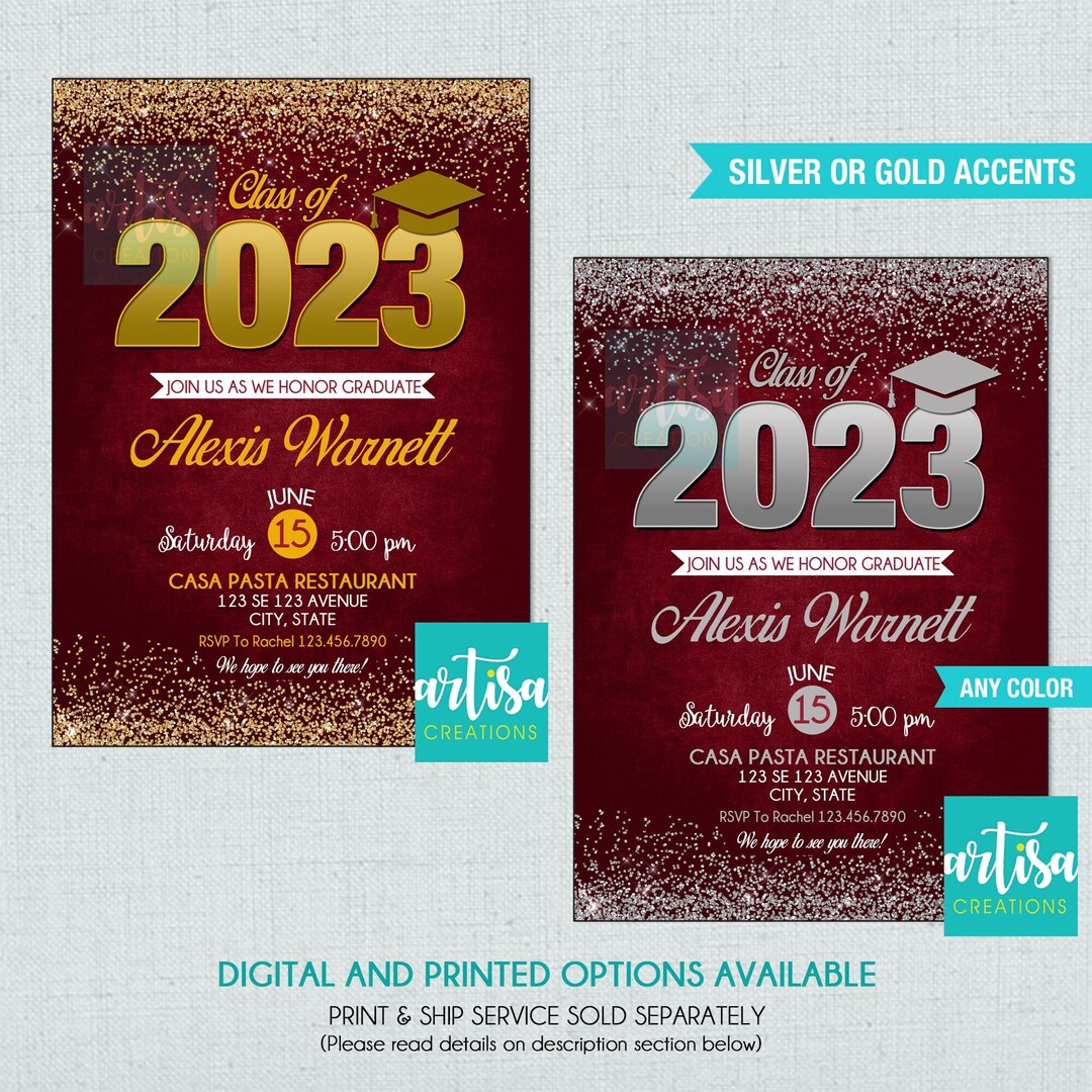 Red and Gold Graduation Invitation Red Gold Graduation - Etsy