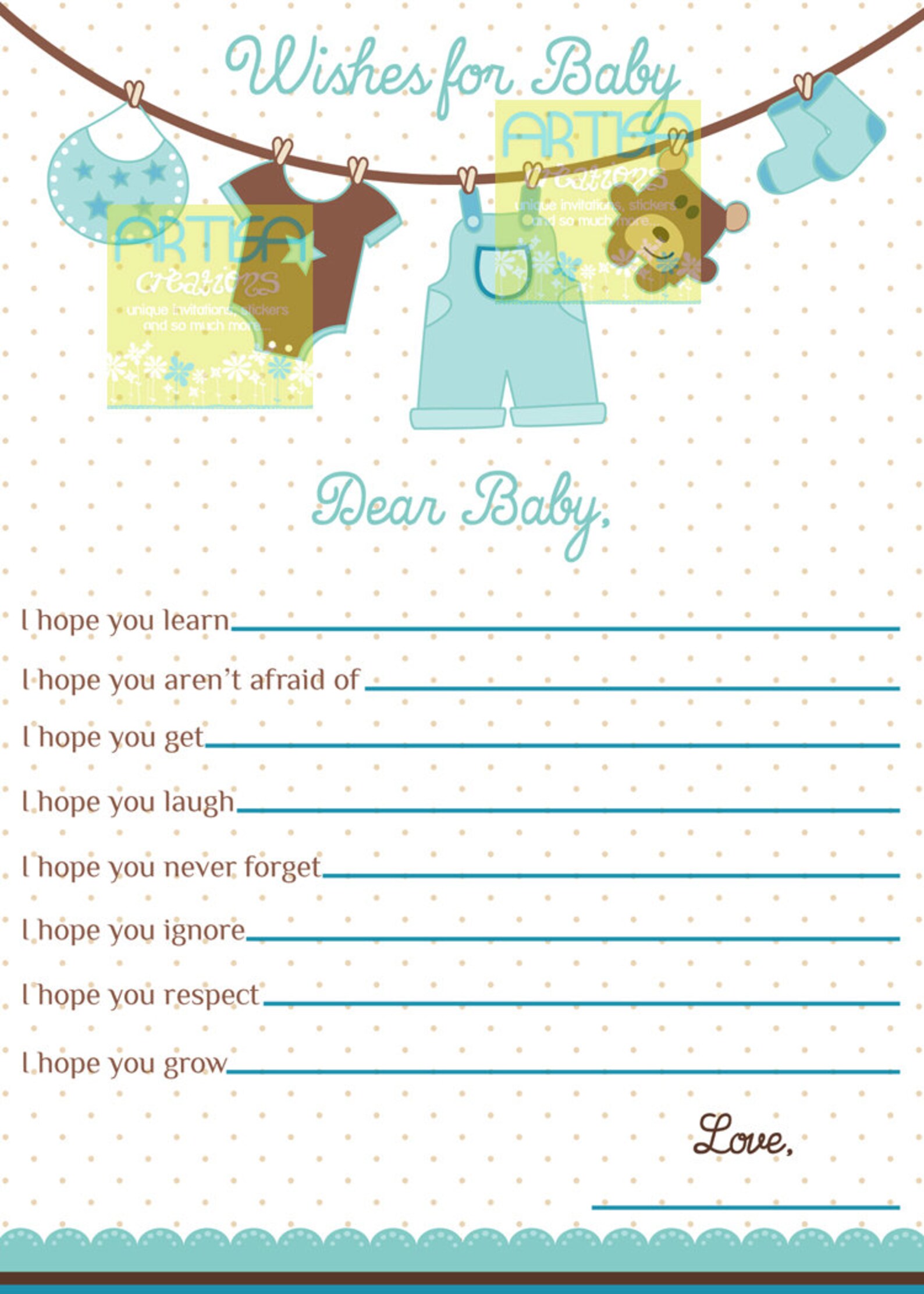 Boy Clothesline Baby Shower Water Bottle Label - Boy Baby Shower Water ...