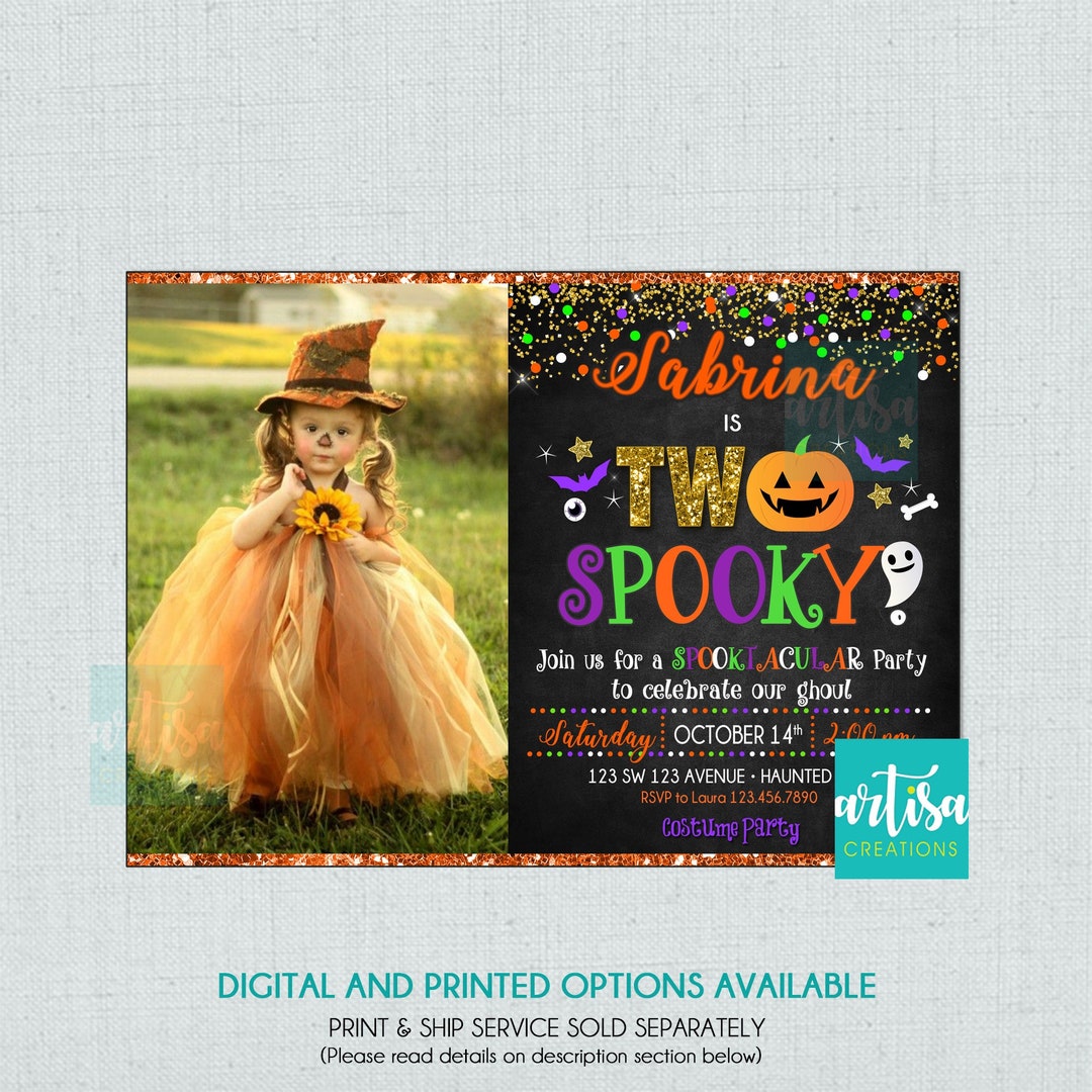 Two Spooky Invitation, Two Spooky Birthday Invitation, 2nd Birthday ...