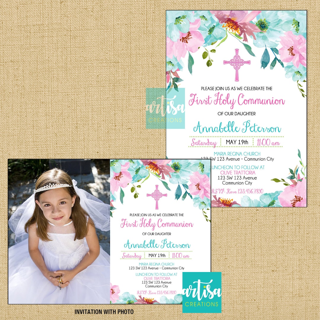 Girl First Communion Invitation, Girl First Holy Communion Invitations ...