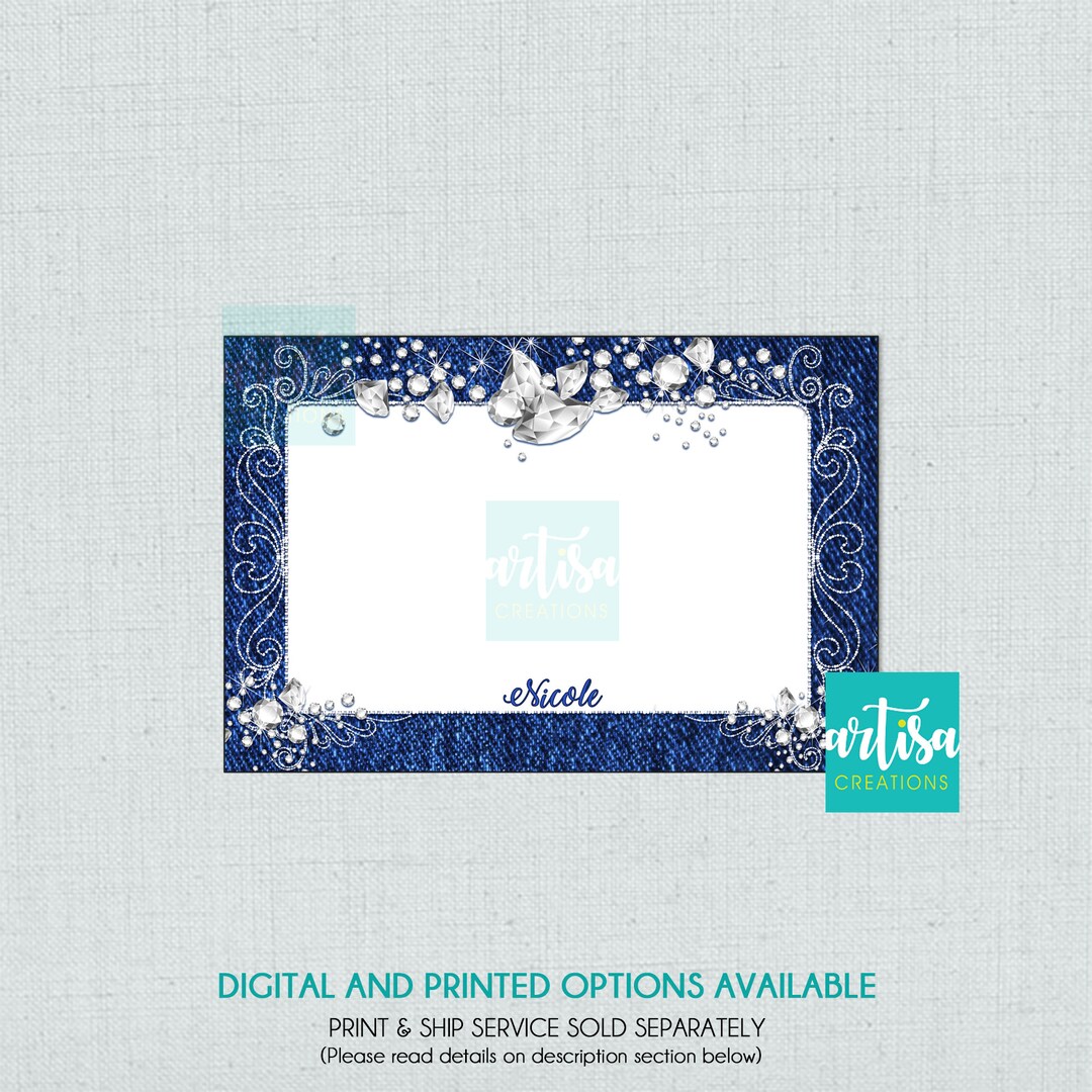 Denim and Diamonds Thanks You Card, Denim and Diamonds Note Cards ...