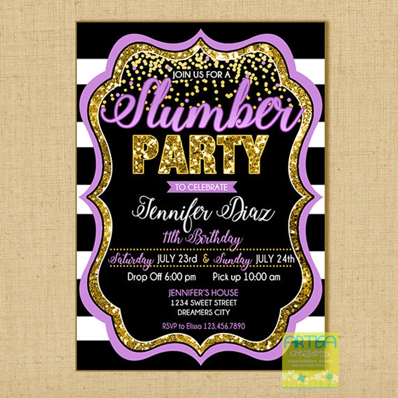 Slumber Party Invitation Sleepover Party Invitation Slumber - Etsy