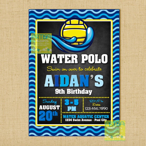 Water Polo invitation waterpolo invitation water polo | Etsy