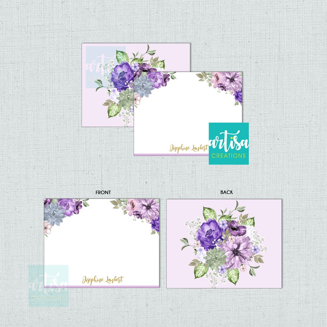 Purple Personalized Stationery, Purple Personalized Stationary, Set ...