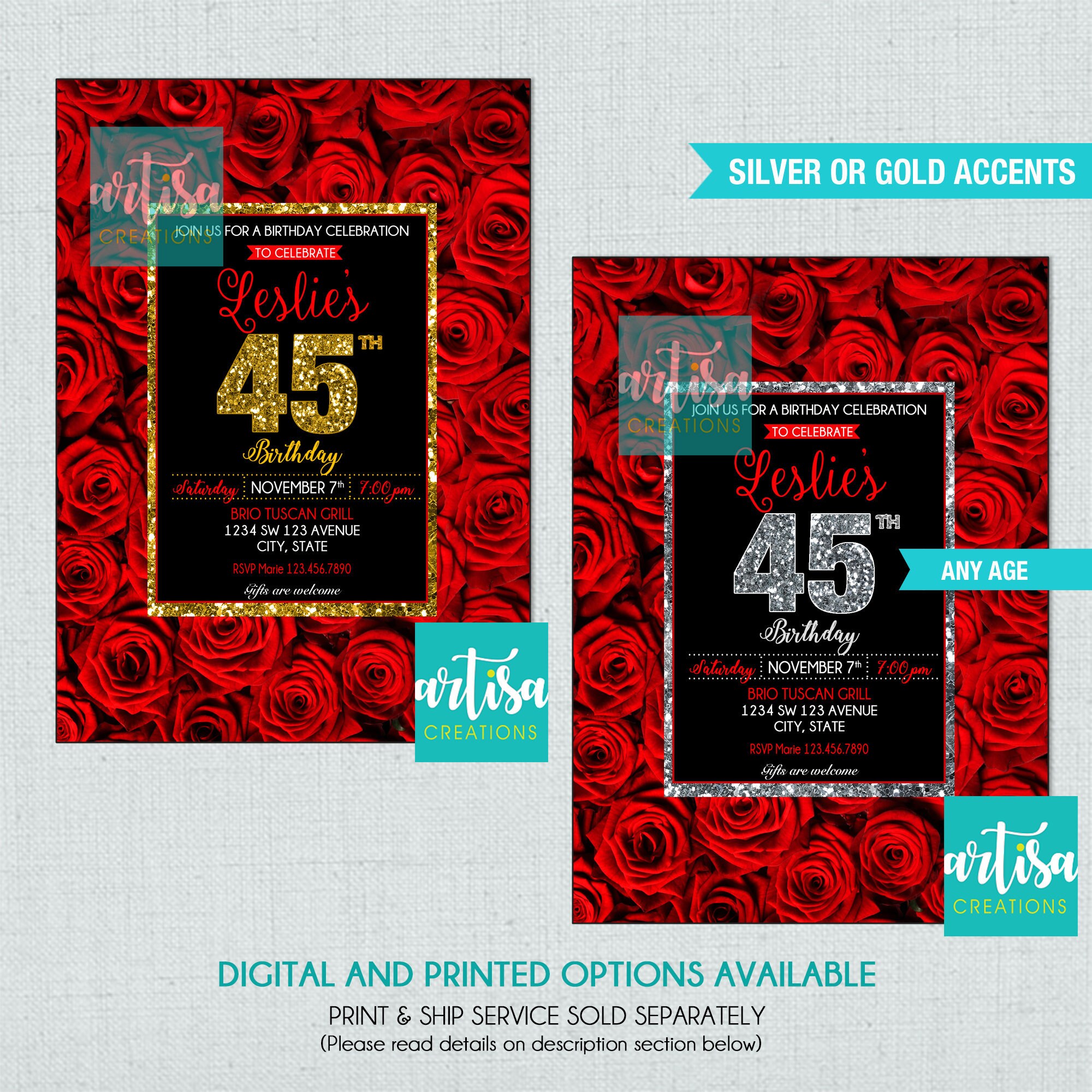 Red Roses Birthday Invitation, Roses Birthday Invitations, Red Roses ...