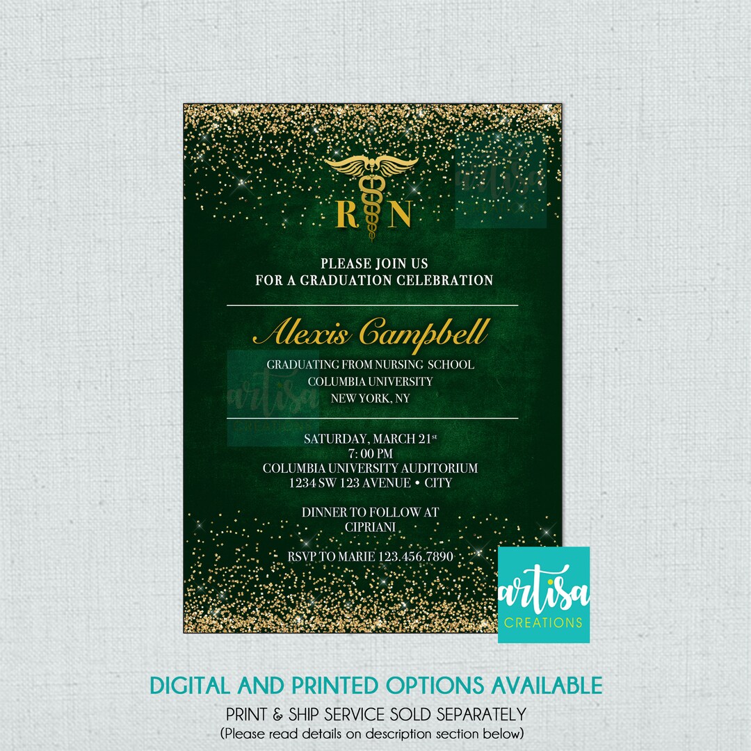 Nursing Graduation Invitation, RN Graduation Invitations, Nursing ...