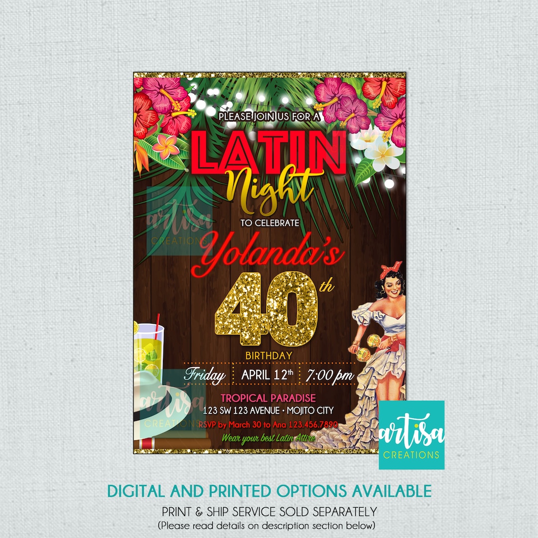 Latin Nights Party, Latin Night Birthday Party Invitation, Latin Nights ...