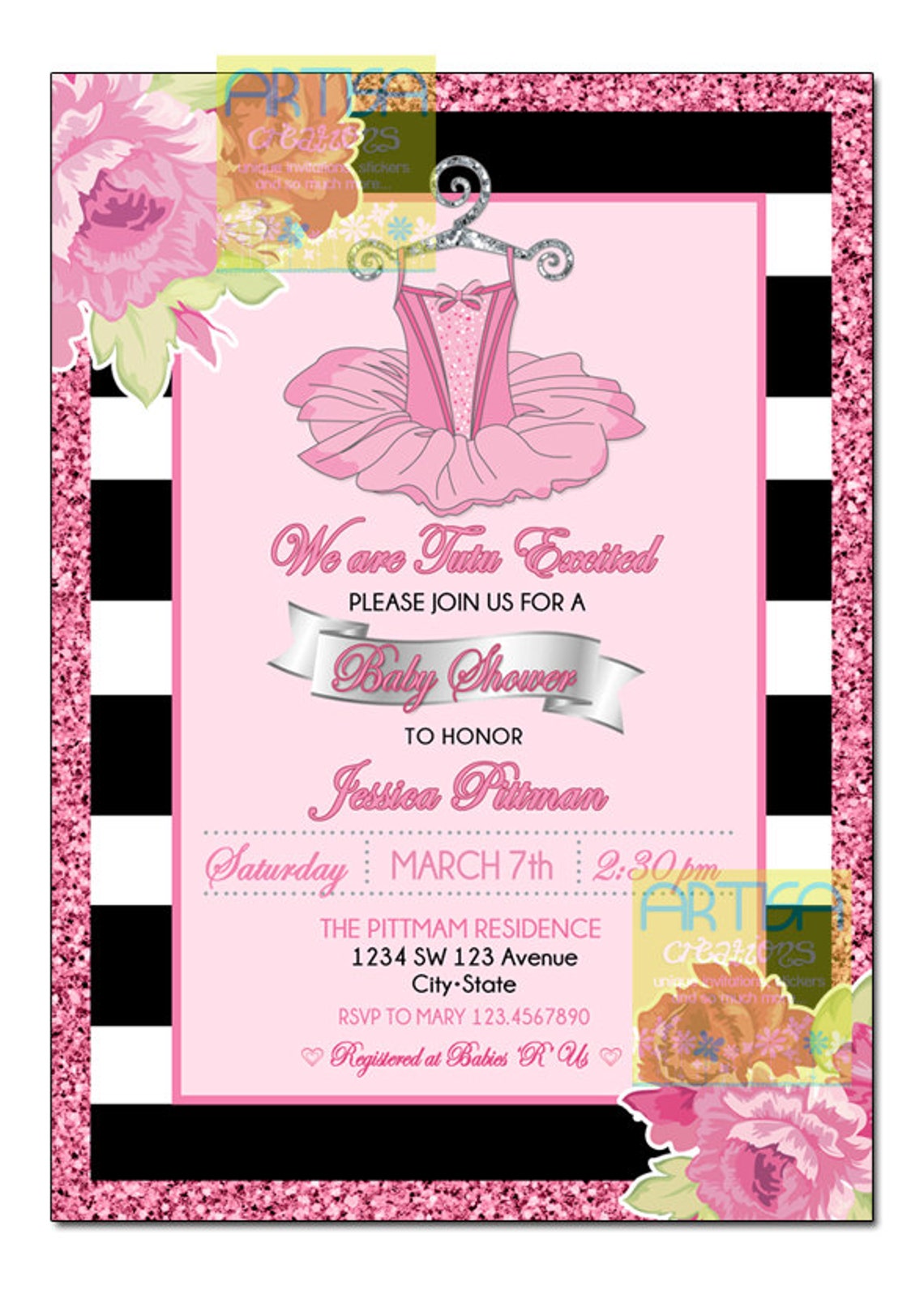 Tutu Baby Shower Invitation, Tutu Baby Girl Shower Invitation, Ballet ...