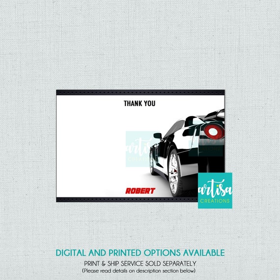 Sport Car Thank You Card Sport Car Note Card Car Note Cards | Etsy