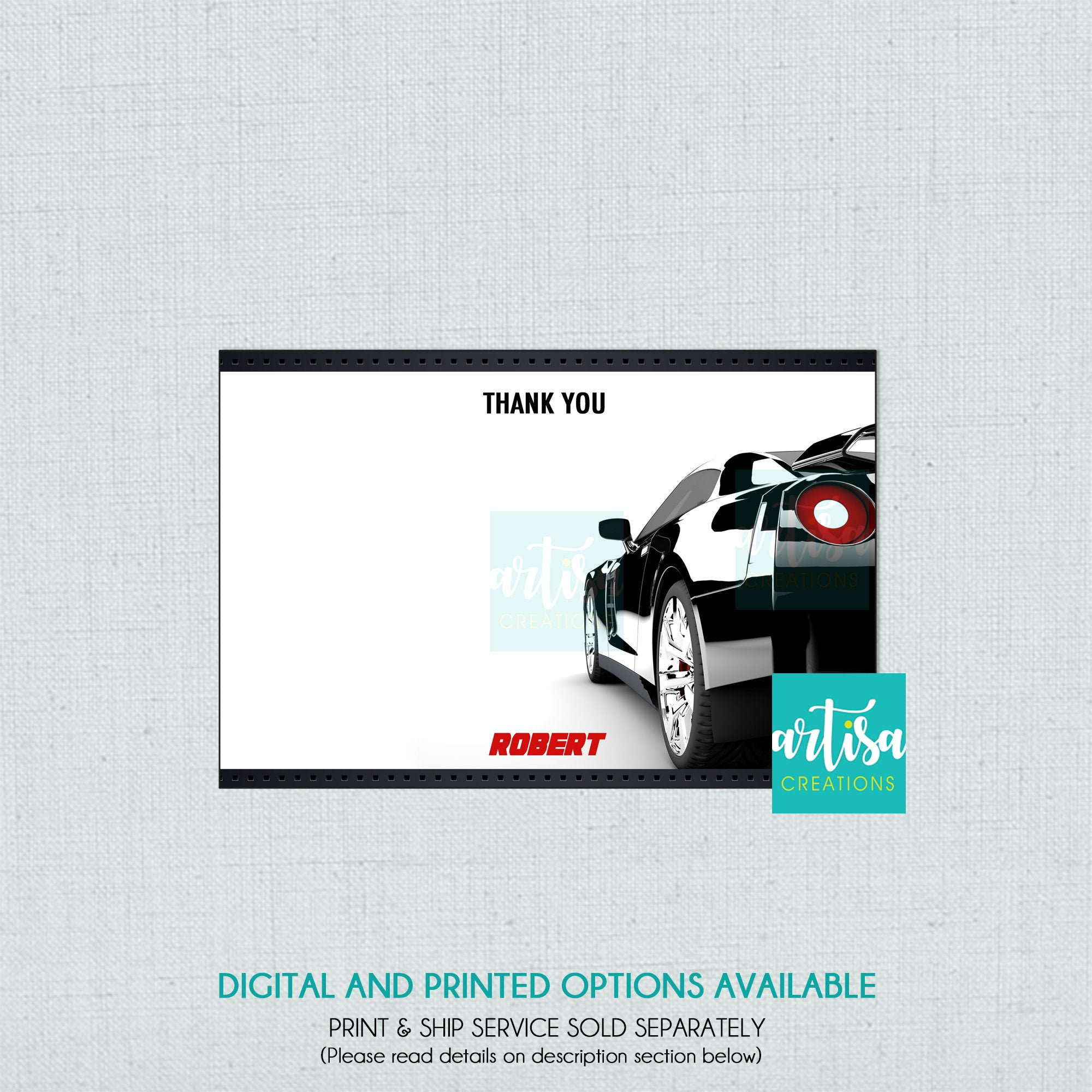 Sport Car Thank You Card, Sport Car Note Card, Car Note Cards - Etsy