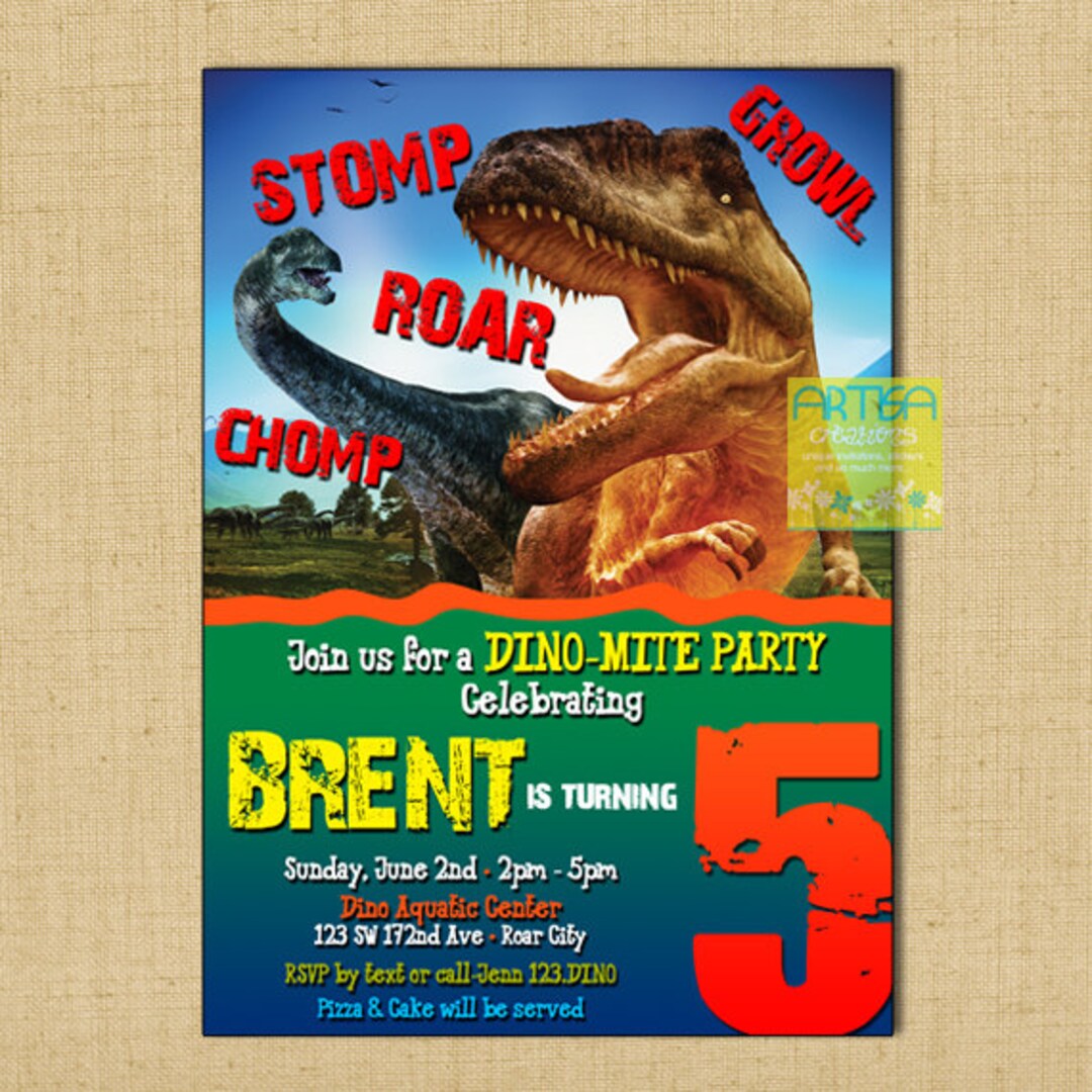Dinosaur Birthday Invitation, Dino Birthday Invitation, Boy Dinosaurs ...