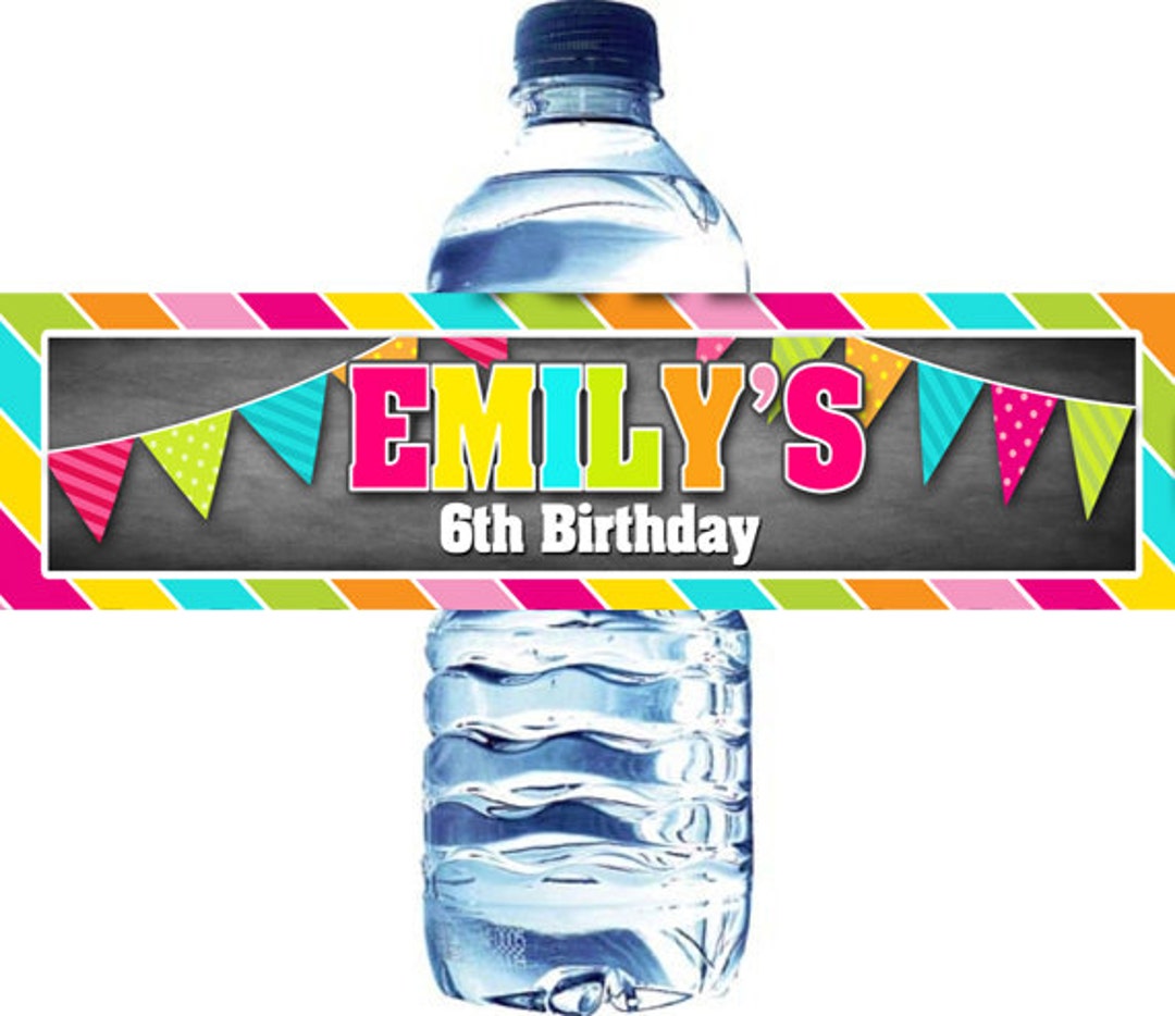 Pool Party Water Bottle Label - Summer Water Bottle Label - Pennants ...