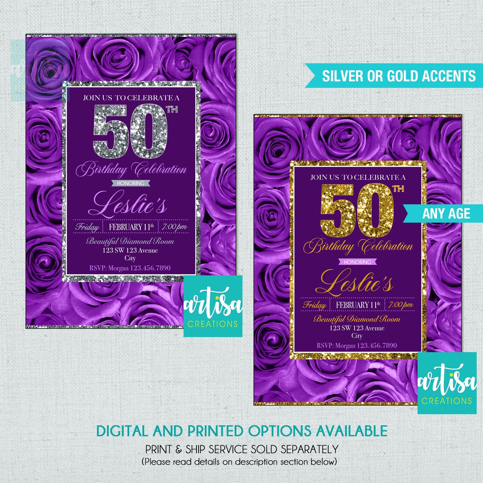 Purple Birthday Invitation Purple Lady Birthday Invitations | Etsy