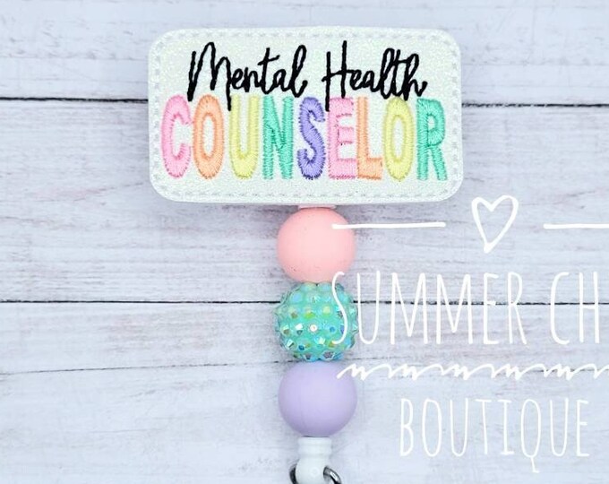 Glitter Mental Health Counselor Badge Reel, Nurses Badge Reel, Badge ...