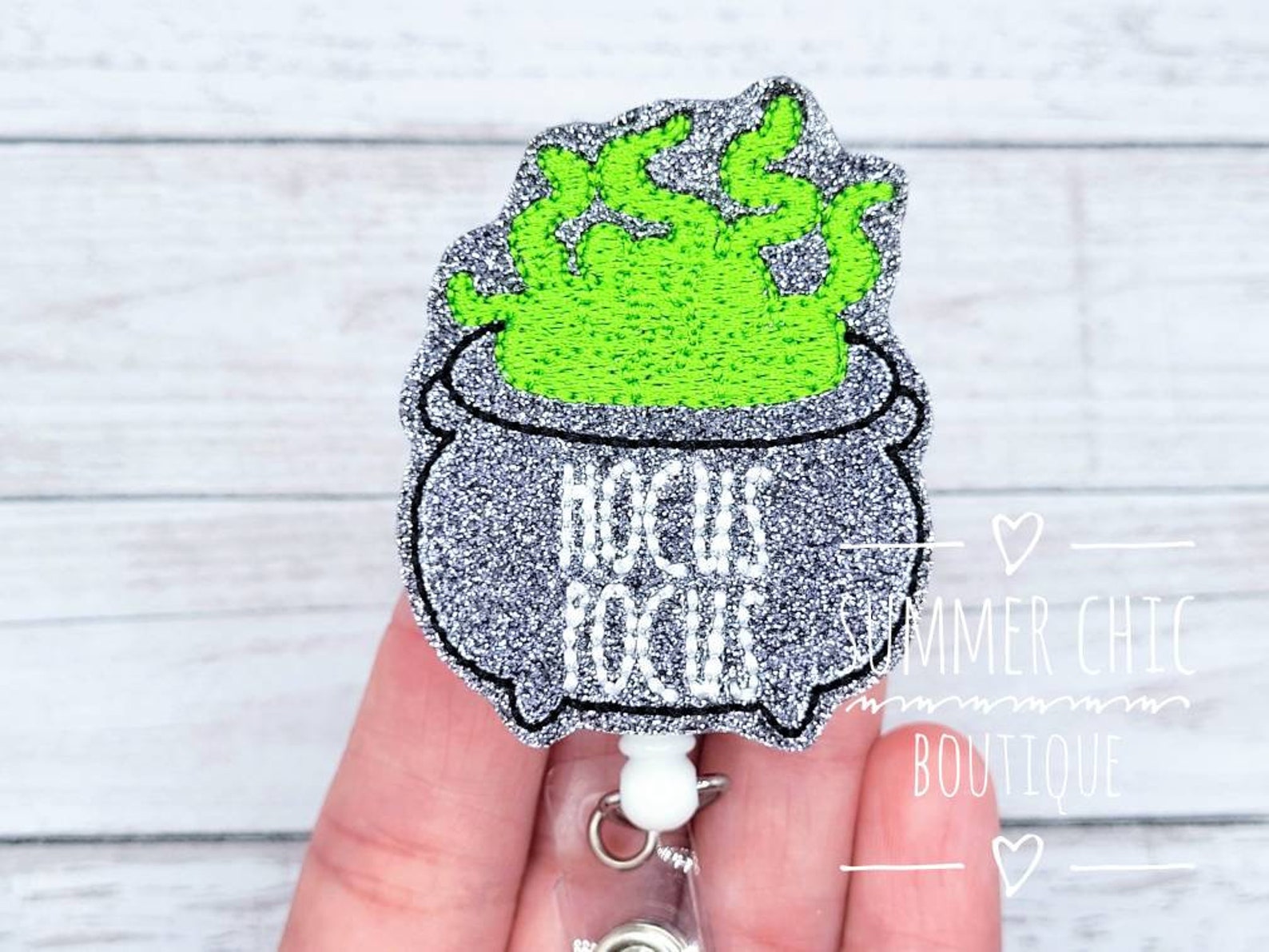 Silver Glitter Cauldron Badge Reel Medical Badge Reel Nurse - Etsy