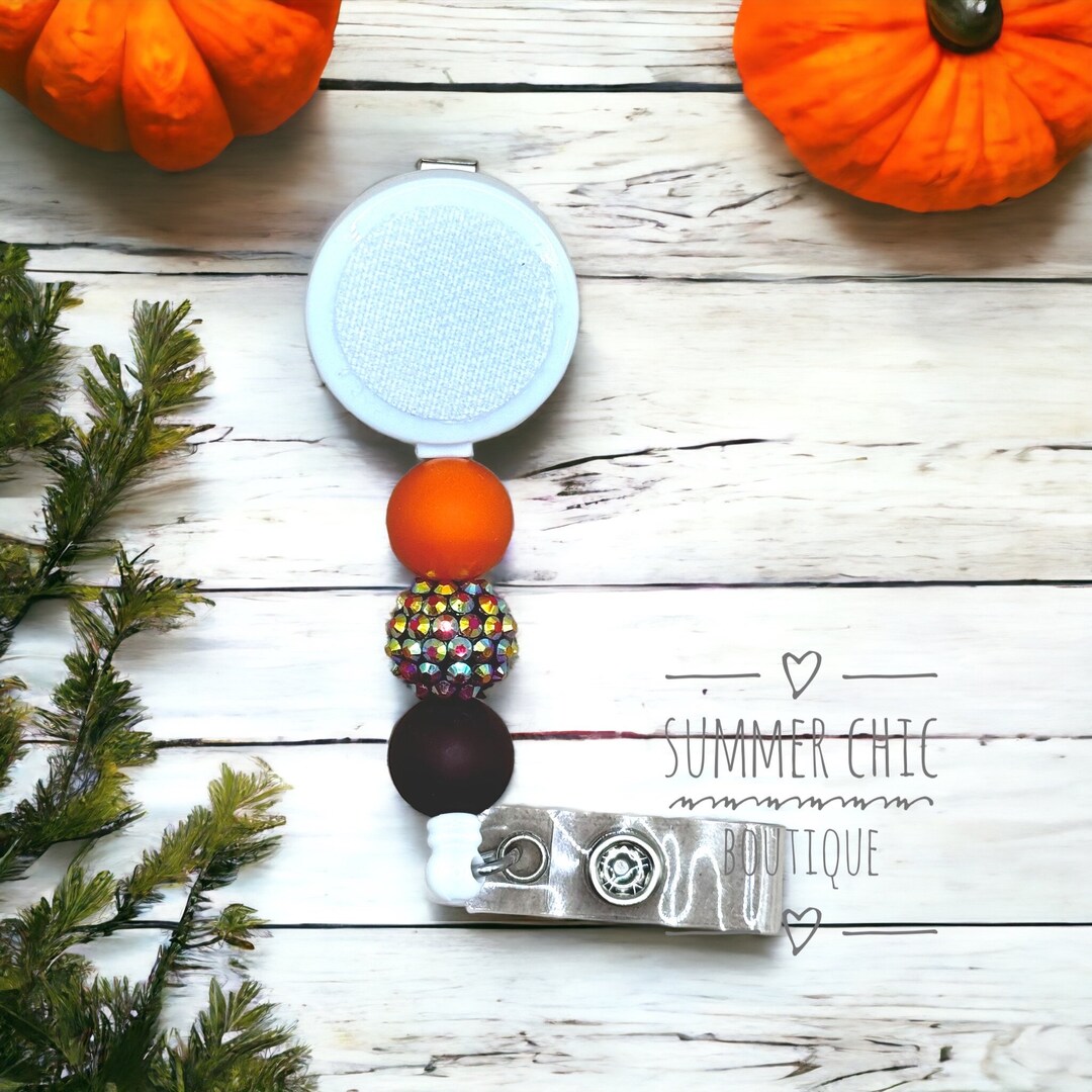 Beaded Badge Reel, Fall Badge Reel, Nurses Badge Reel, Thanksgiving ...