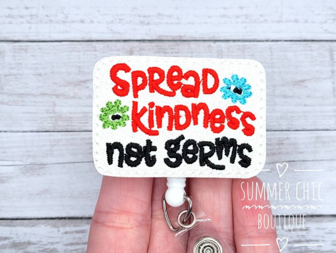 Glitter Spread Kindness Not Germs Badge Reel, Valentine Badge Reel ...