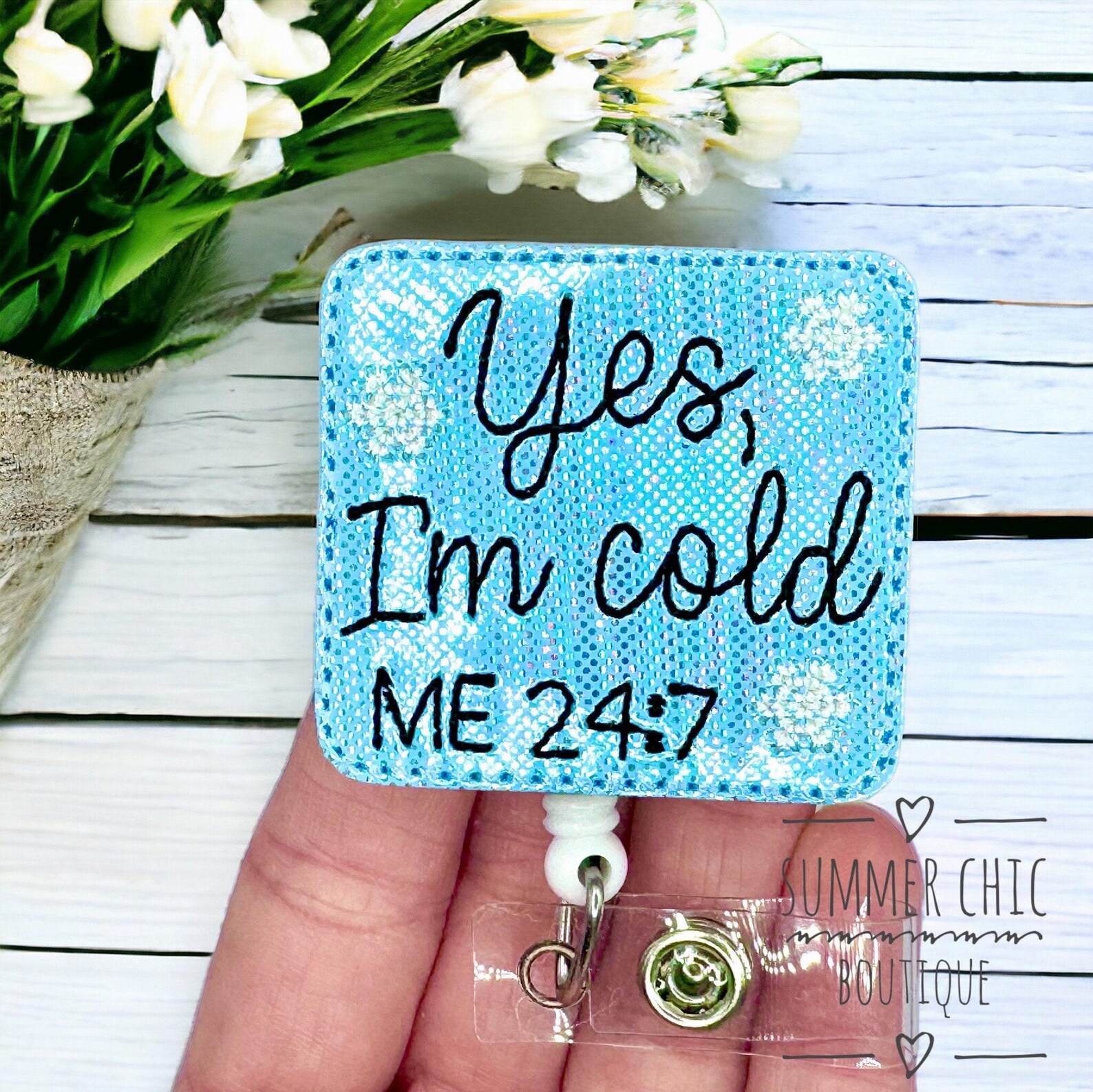 Yes I’m Cold Badge Reel, Winter Badge Reel, Snowflake Badge Reel ...