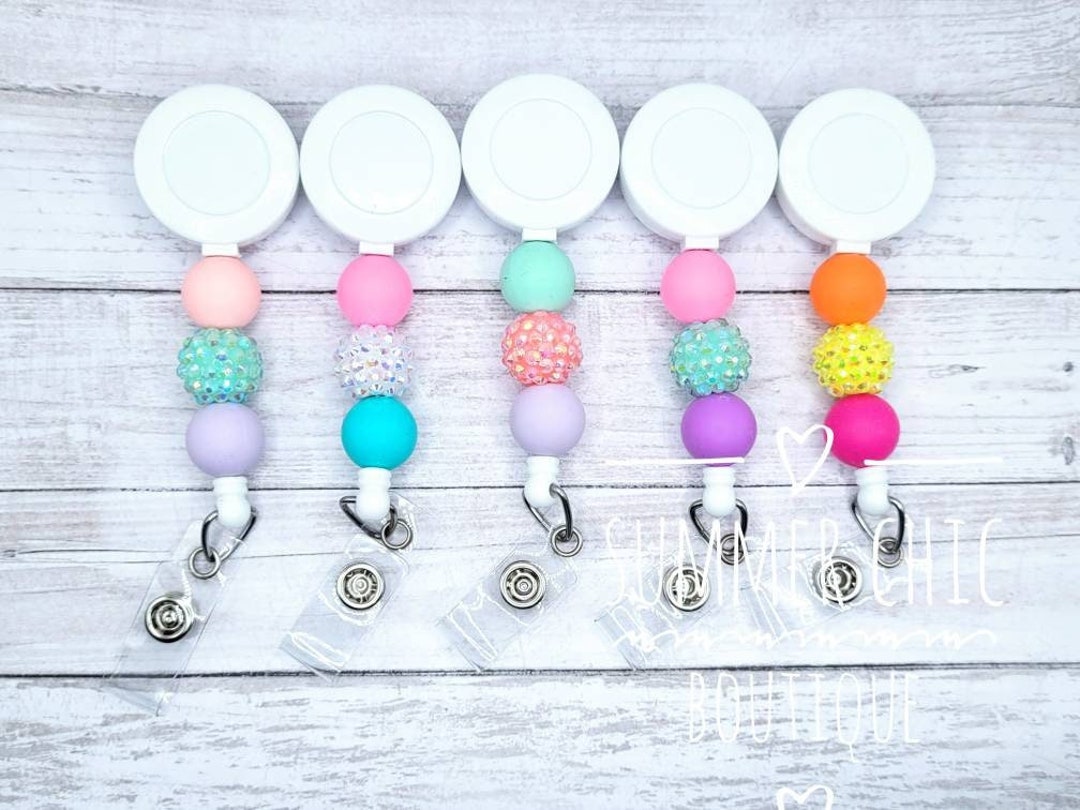 Beaded Badge Reel, Silicone Beaded Badge Reel, Interchangeable Badge ...