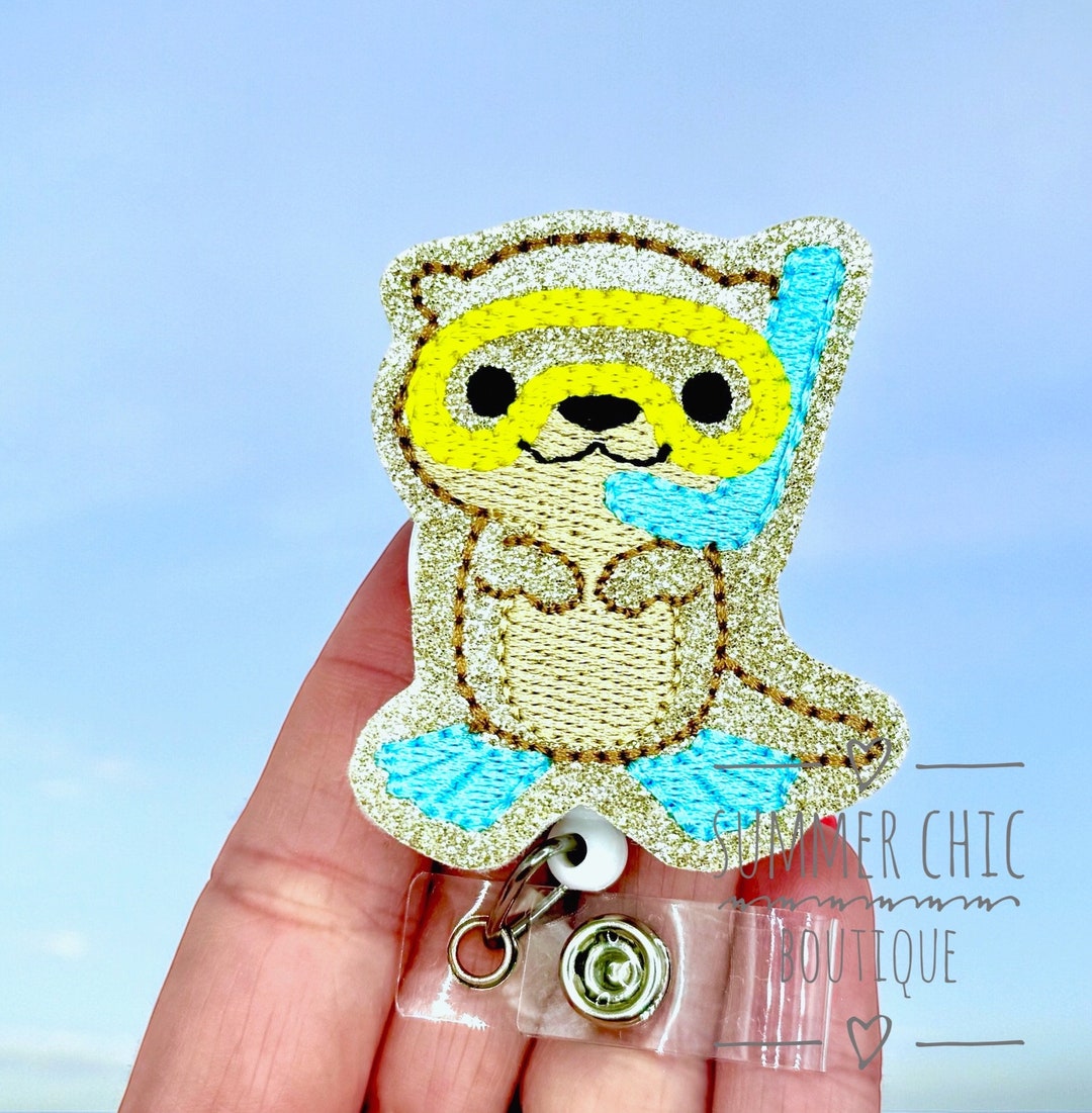 Glitter Snorkel Otter Badge Reel, Medical Badge Reel, Nurse Badge Reel ...