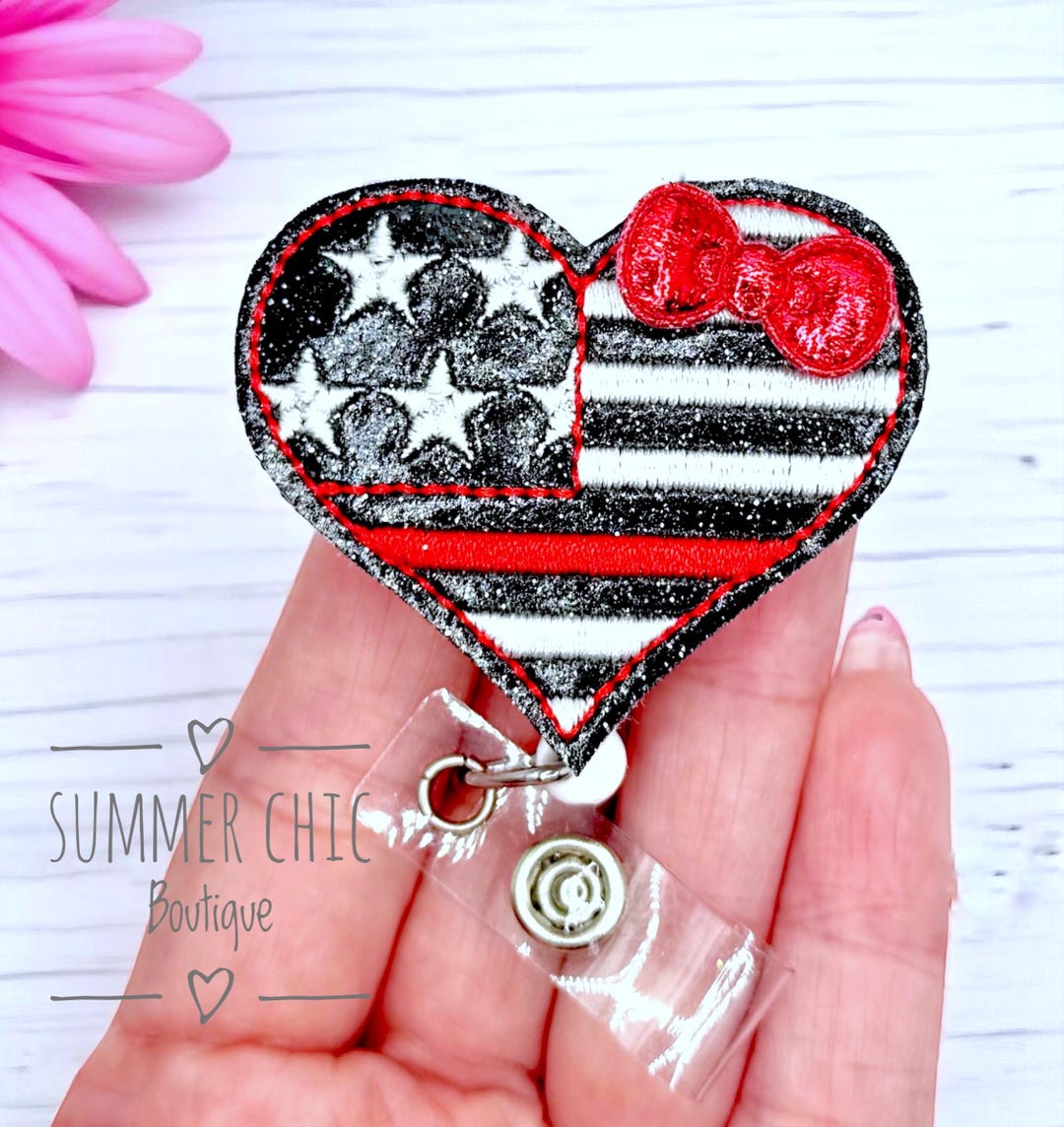 Thin Red Line Badge Reel, Medical Badge Reel, Nurse Badge Reel ...