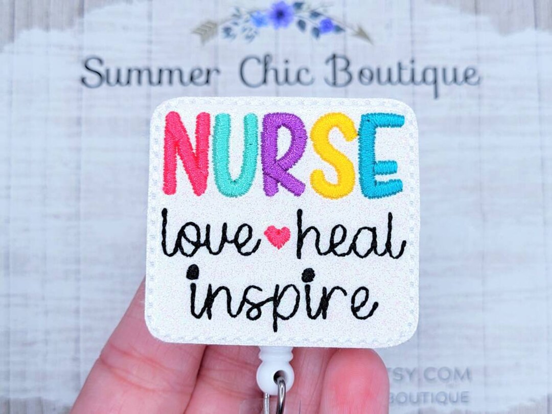 Glitter Nurse Love Heal Inspire Badge Reel, Medical Badge Reel, Nurse ...