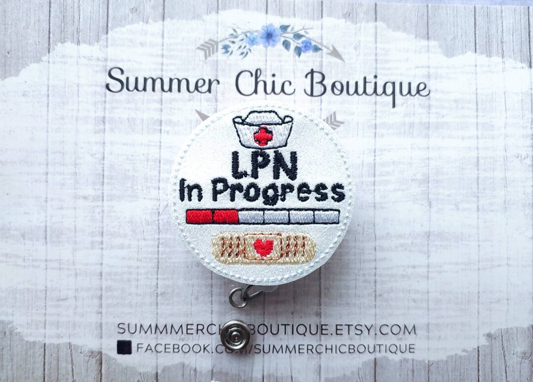 LPN in Progress Badge Reel, Medical Badge Reel, Nurse Badge Reel, Heart ...