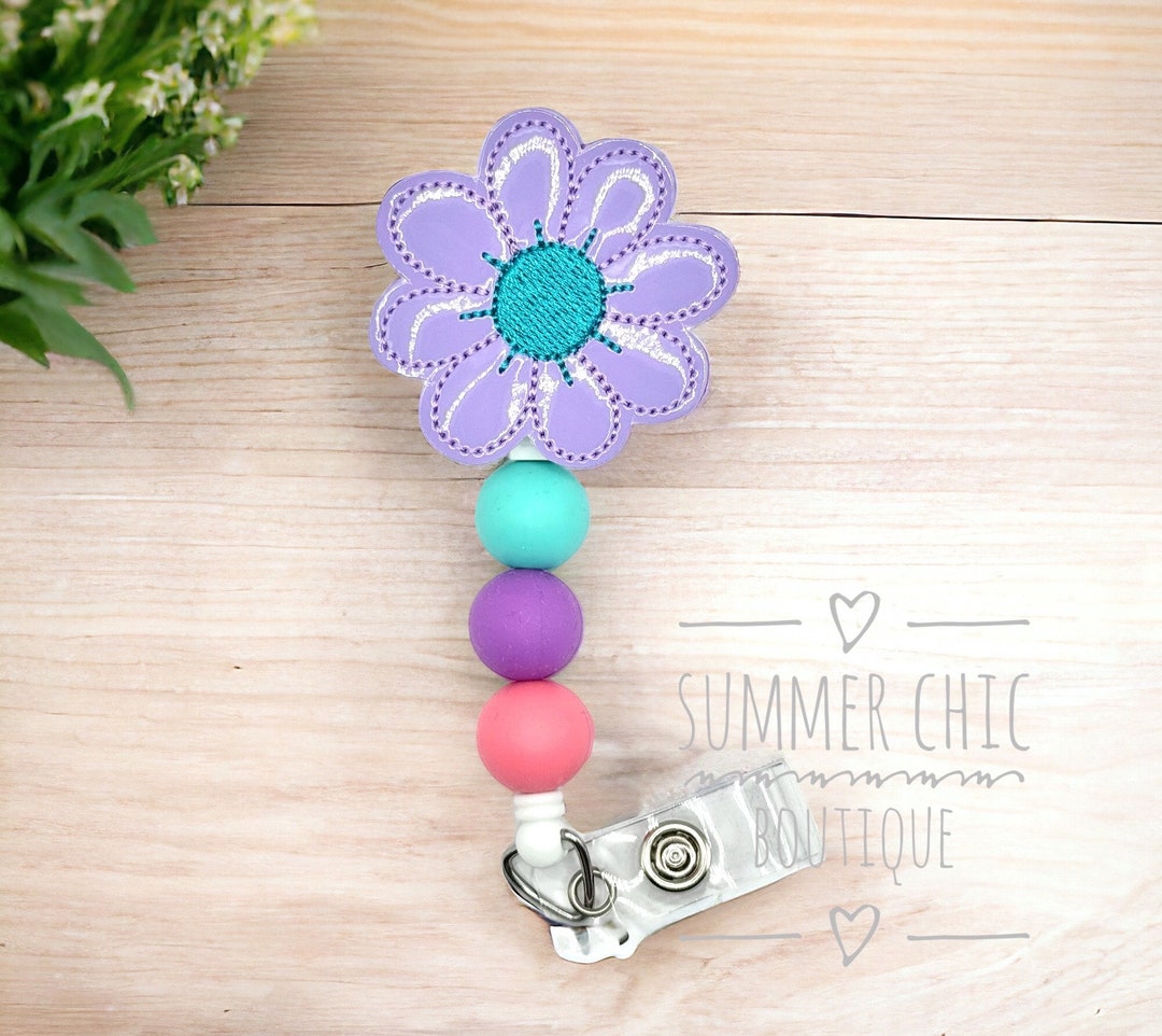 Lavender Daisy Badge Reel, Daisy Badge Reel, Pediatric Badge Reel ...