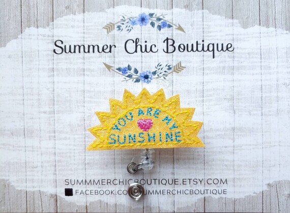 Yellow Glitter You Are My Sunshine Badge Reel Medical Badge | Etsy