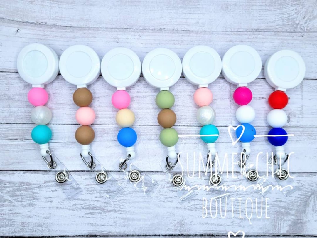 Beaded Badge Reel, Silicone Beaded Badge Reel, Interchangeable Badge ...