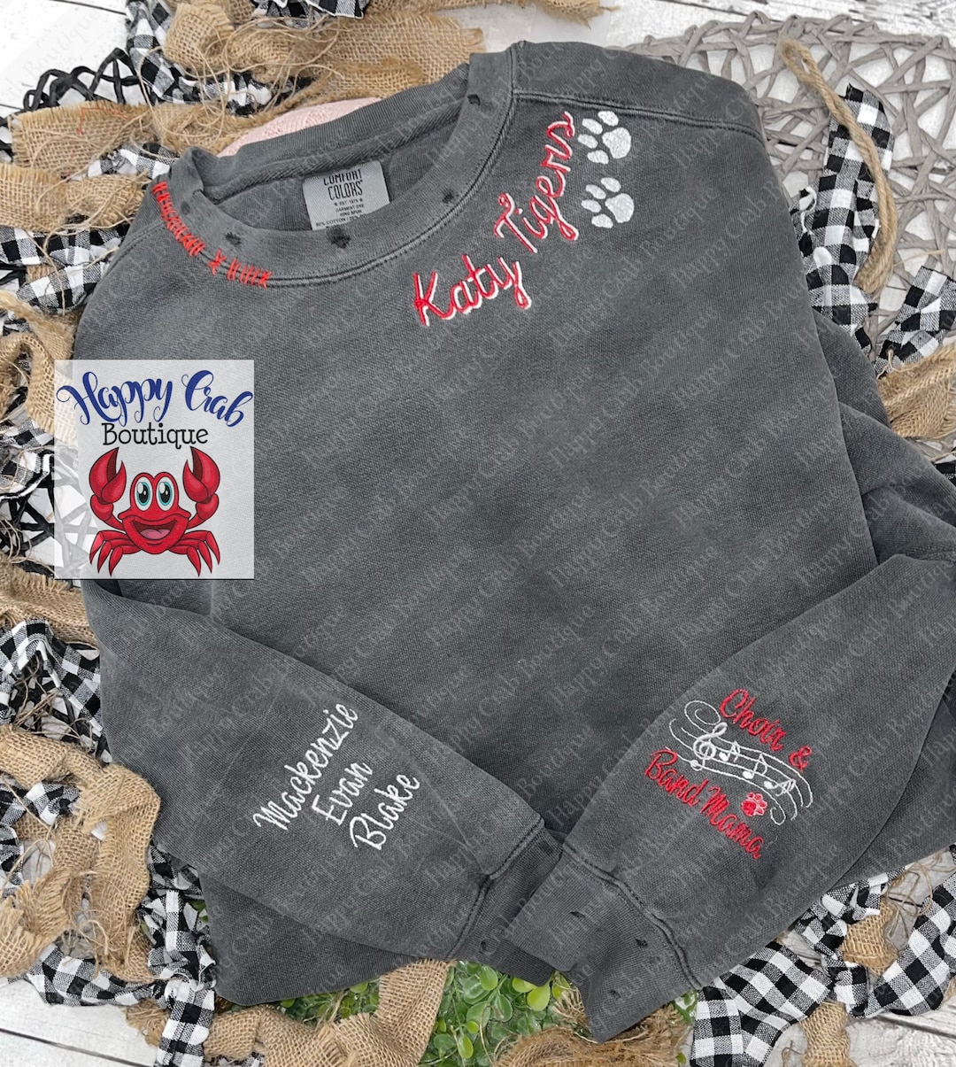 Comfort Colors Embroidered Mascot Teams Hand Sewn Neck Dance Distressed ...