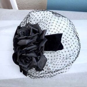 Jet Black Rose Netted Topper Vintage 1950s Floral Net Half - Etsy