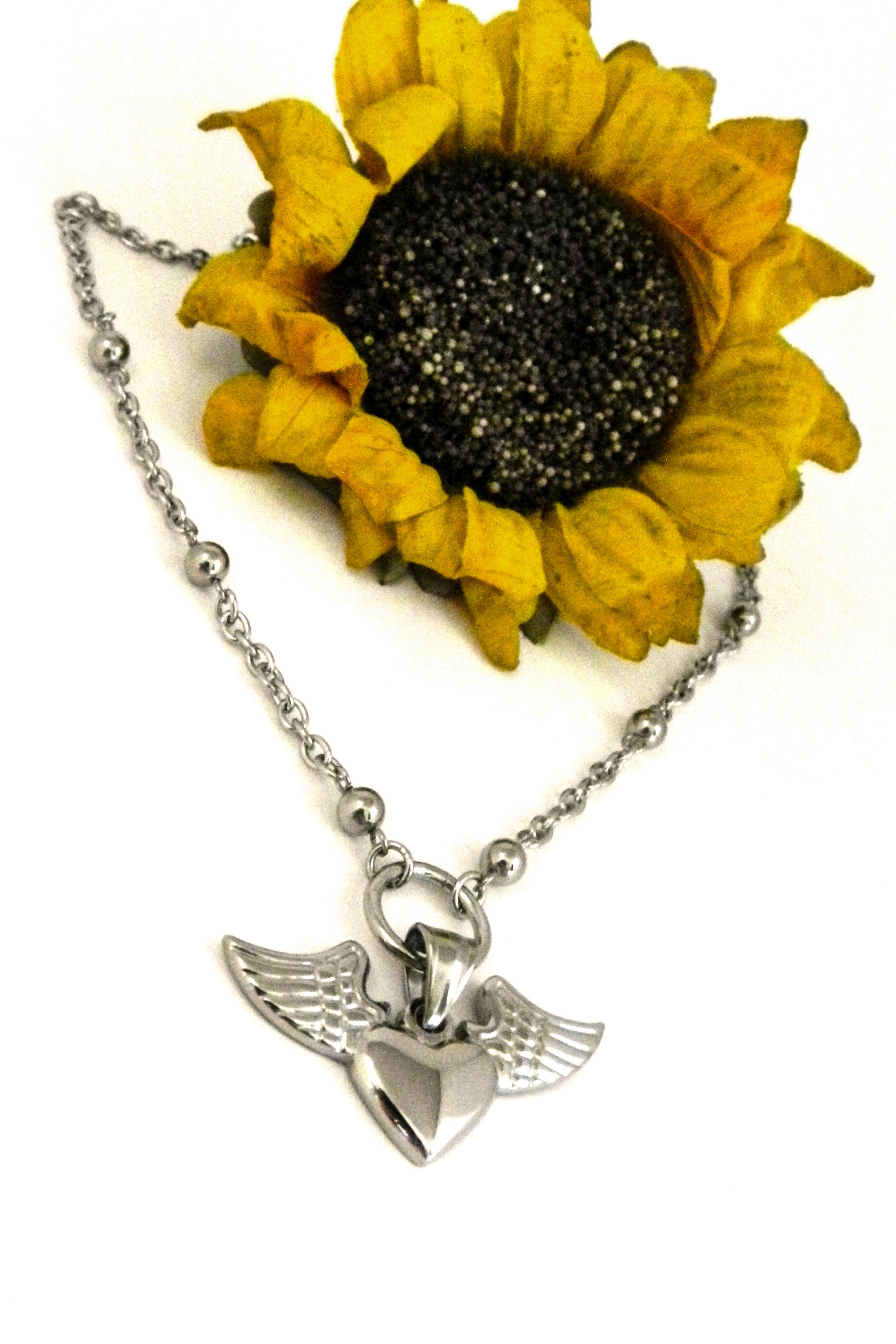 Submissive Heart With Wings O Ring Day Collar, Discrete Stainless Steel ...