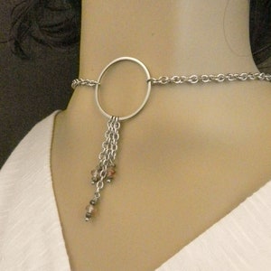 O Ring Necklace Stainless Steel BDSM, Circle Pink Bead Chain Drop ...