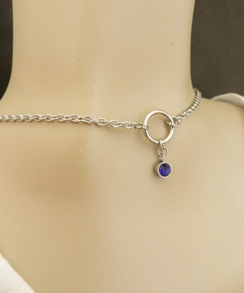 O Ring Discreet Public Day Collar Sapphire Blue Crystal, Subtle BDSM ...