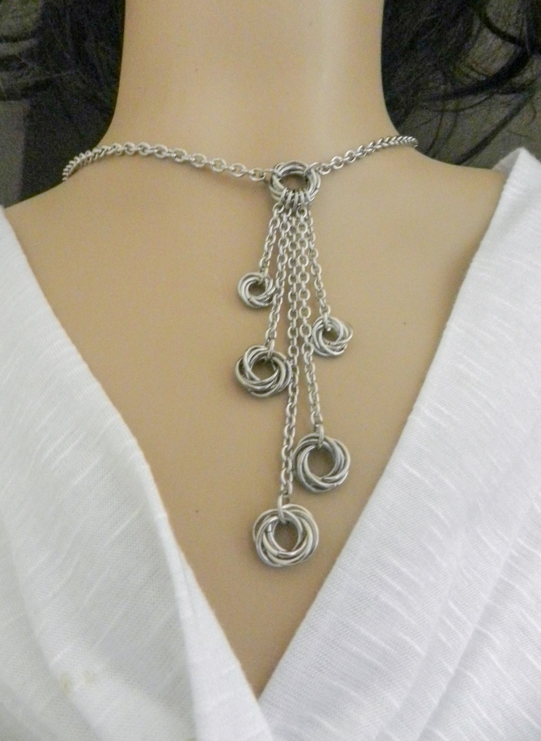 Love Knot Cascading O Ring Day Collar Subtle BDSM, Woven Ring Stainless ...