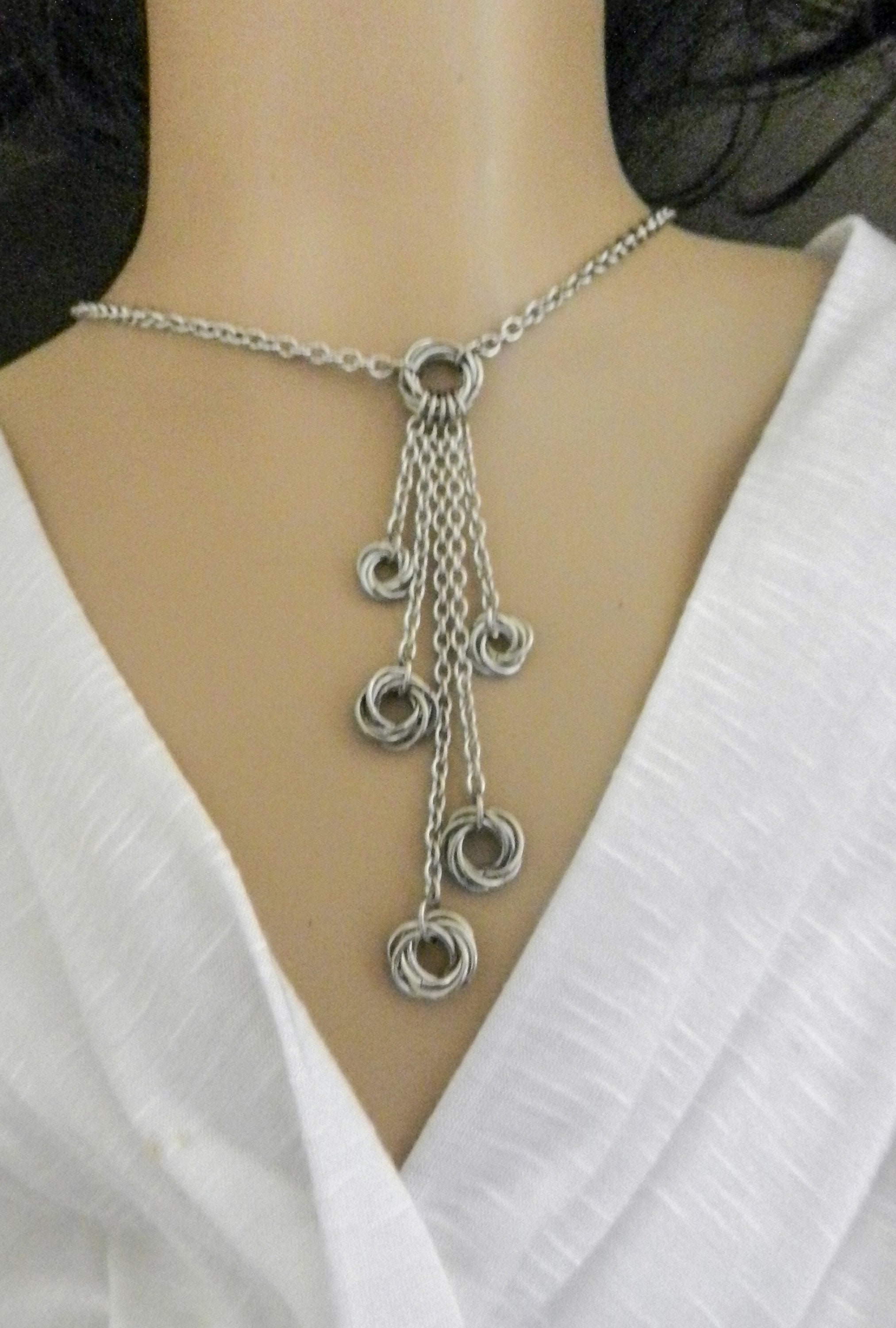 Love Knot Cascading O Ring Day Collar Subtle BDSM, Woven Ring Stainless ...