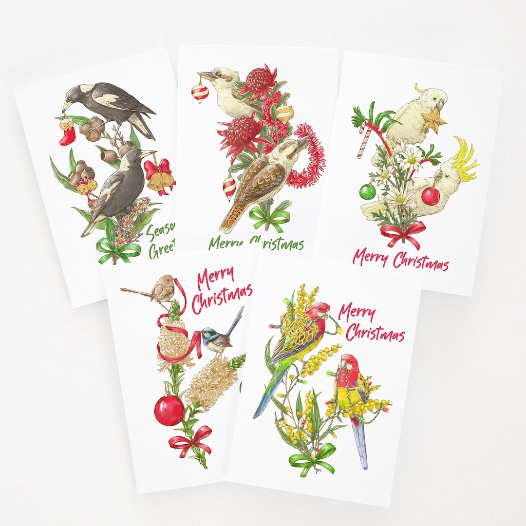 Australian Birds Christmas Cards Single Card or Set of 5 Australian ...