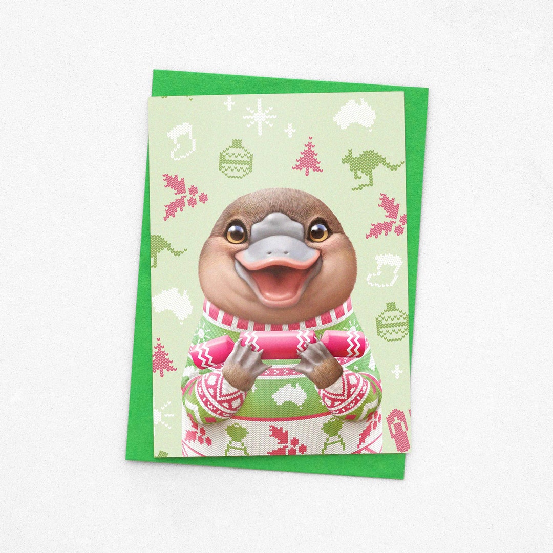 Platypus Christmas Card Cute Ugly Sweater Australian Animal - Etsy ...