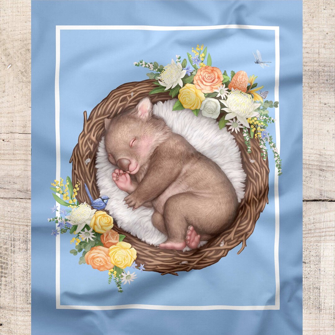 Australian Wombat Fabric Quilt Panel | Wombat Quilt Panel for ...