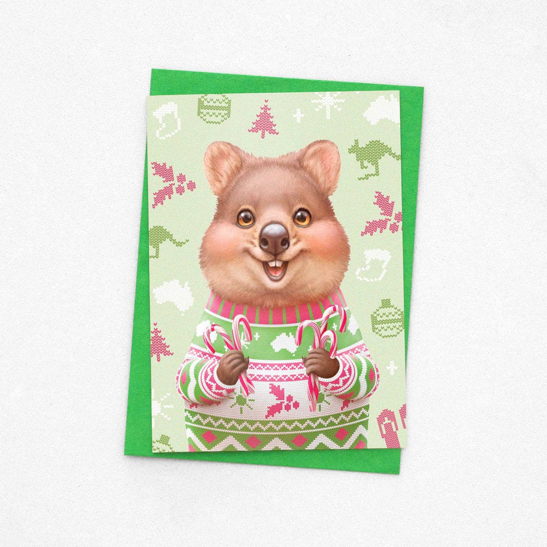 Quokka Christmas Card Cute Australian Animal Christmas Card - Etsy