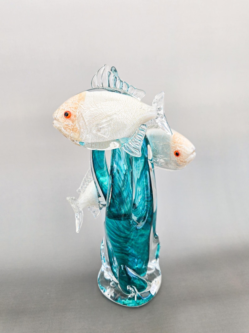 Hand-blown Glass Fish Sculpture – Ocean-inspired Art With Flowing Waves ...