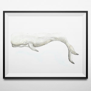Watercolor Art, Ocean Painting, Whale, Ocean Animal, Giclee Art, Simple ...