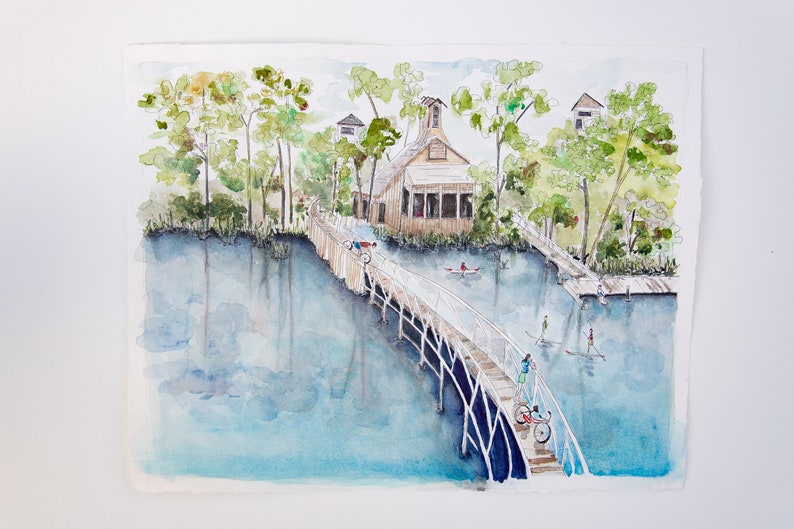 Watercolor Boathouse Art Print Watercolor Dune Lake Rosemary - Etsy